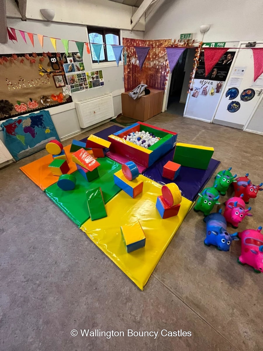 Glossy rainbow soft play and ball pit